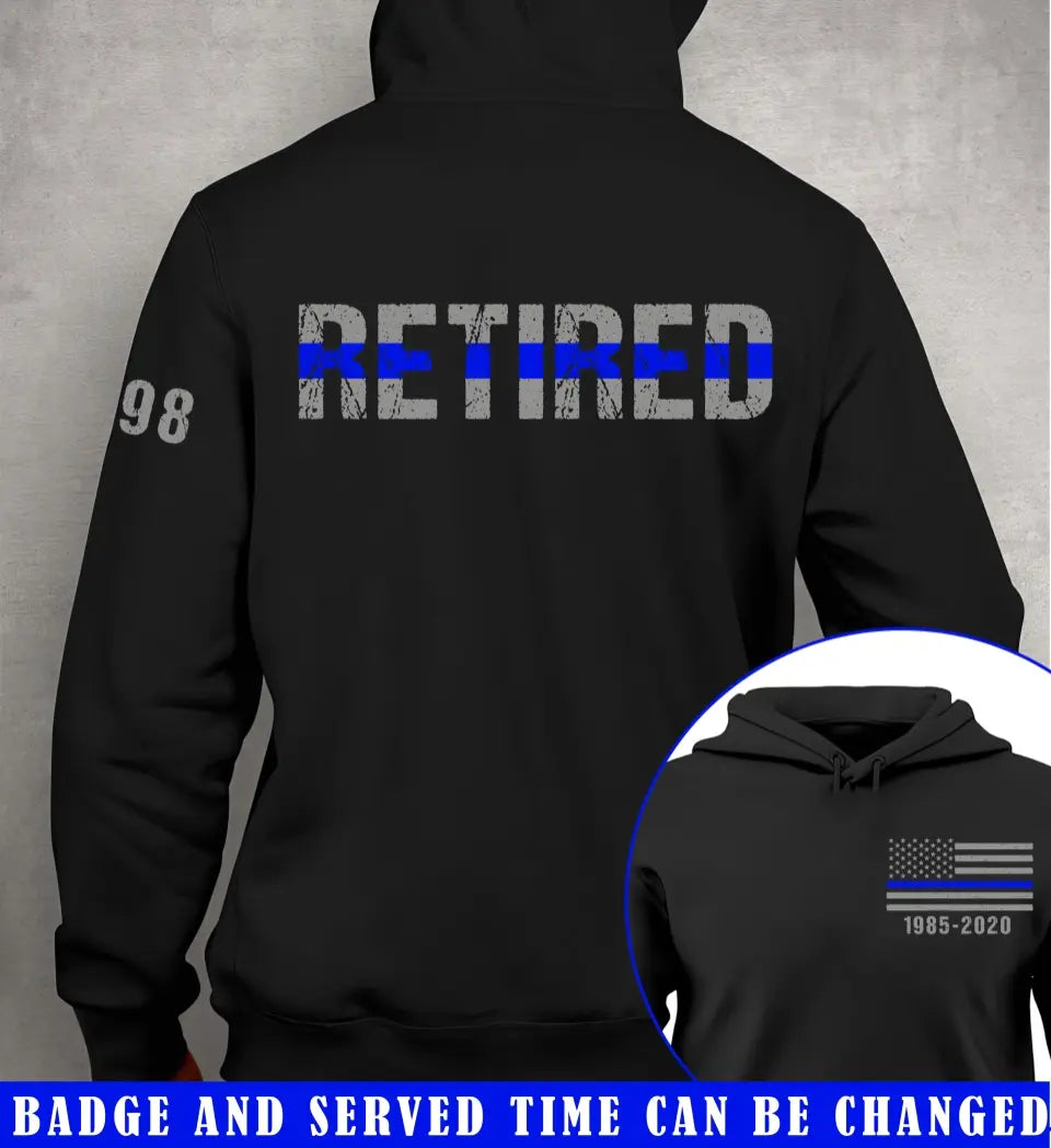 Personalized Thin Blue Line Retired US Police Officer Custom Time & Ba ...