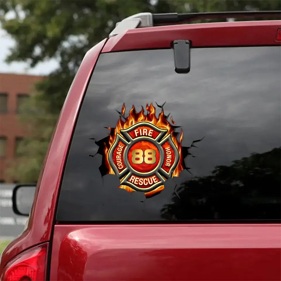 Personalized Firefighter Badge Fire Decal Printed QTVQ2441 – Vimareo