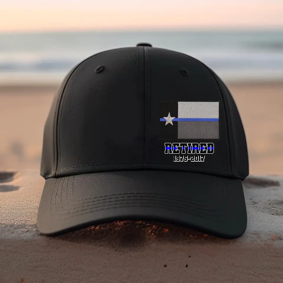 Personalized Retired Police USA State Police Flag Black Cap Printed QT ...