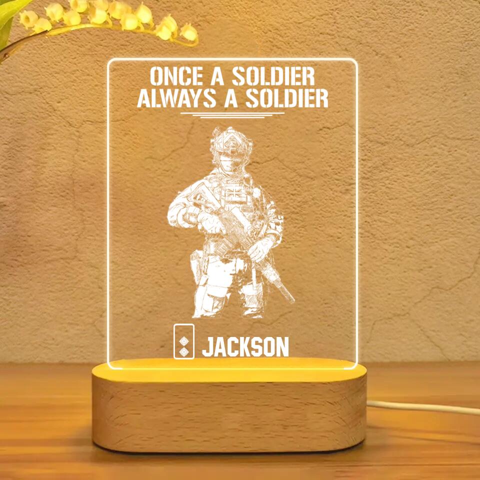 Personalized UK Soldier/ Veteran Once A Soldier Always A Soldier Rank ...