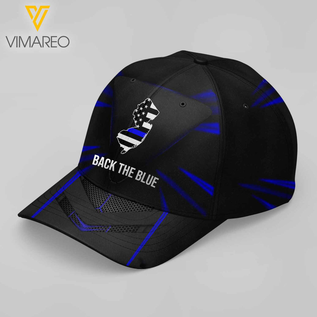 New Jersey map blue line Peaked cap 3D MTP v2 – Vimareo