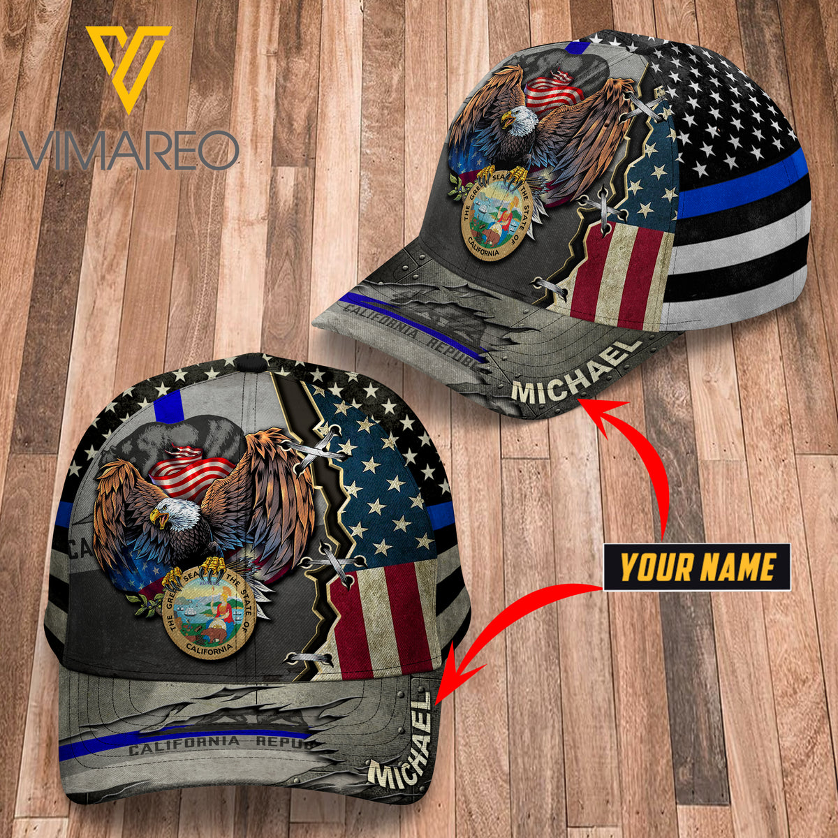 California BLUE LINE CUSTOMIZE Peaked cap 3D TL103 FLAG – Vimareo