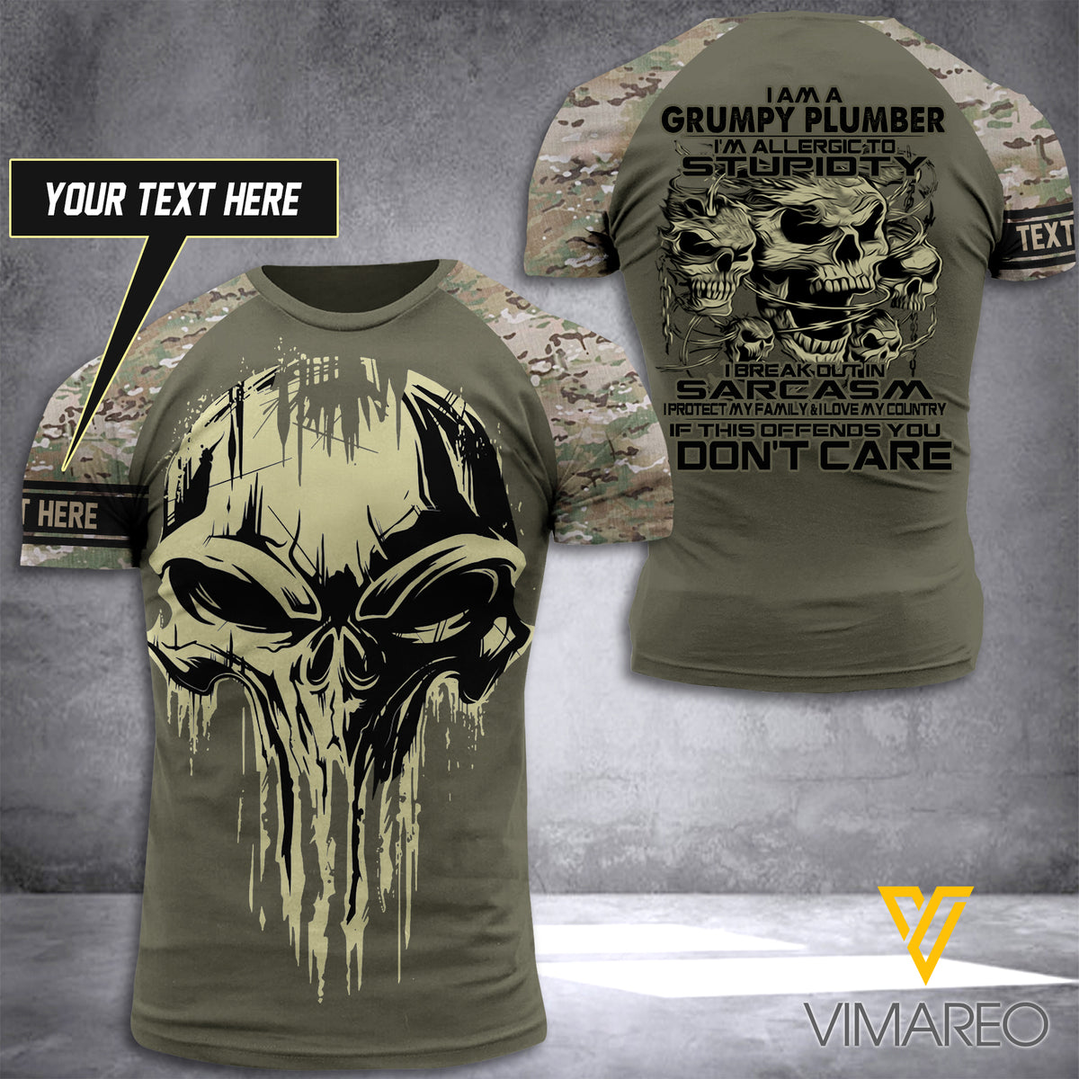 Grumpy Plumber CAMO TSHIRT 3D PRINTED – Vimareo