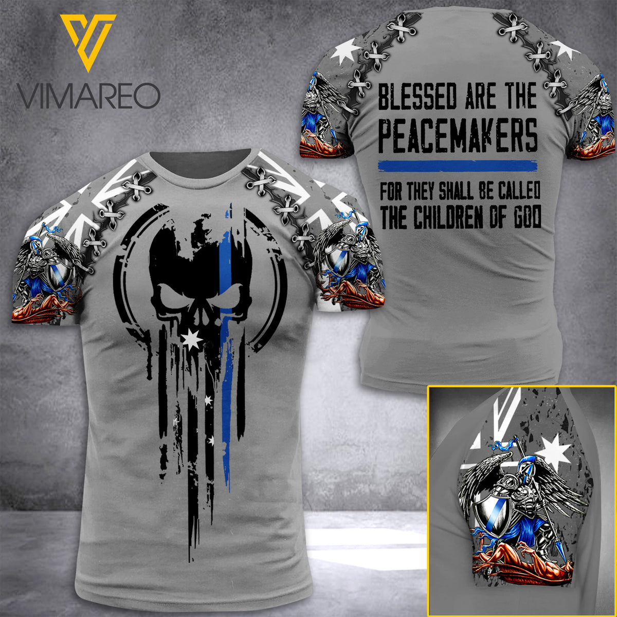 AUSTRALIAN THIN BLUE LINE TSHIRT 3D PRINTED JUL-MA28 – Vimareo